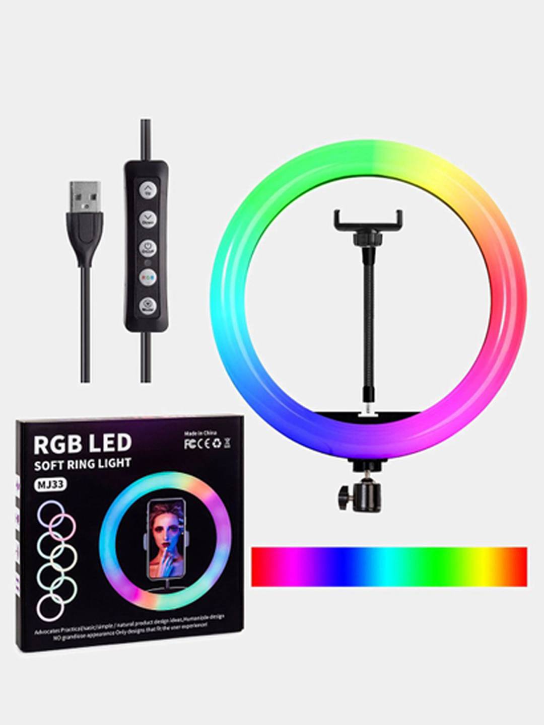 13inch RGB LED Soft Ring Light Phone Clip Colorful Photography LED for ...